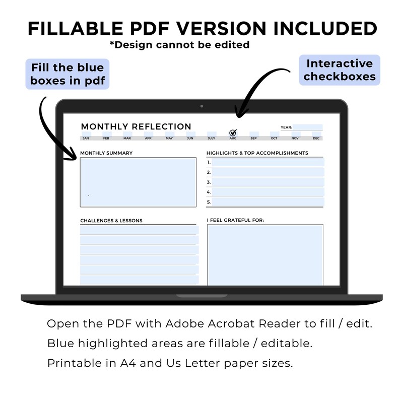 Monthly Reflection Printable Bundle: Review, Evaluation, Summary ...