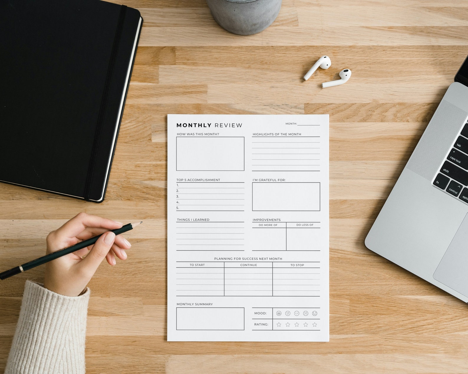 Monthly Review Printable Monthly Reflection Monthly Evaluation