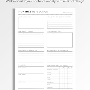 Monthly Reflection, Monthly Review, Monthly Evaluation, Monthly Summary ...