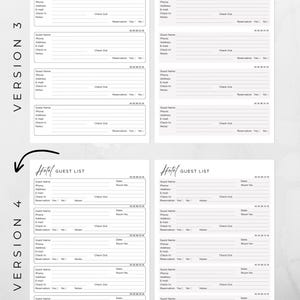 Hotel Guest List, Hotel Reservation List,hotel Guest List Template - Etsy