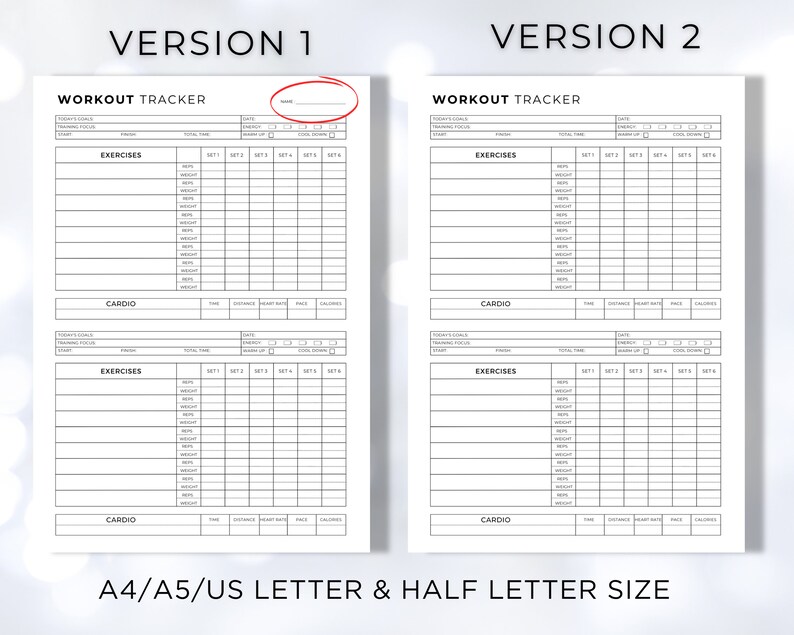 Workout Tracker Printable: Daily Fitness Log (a4/a5/letter/half Size ...