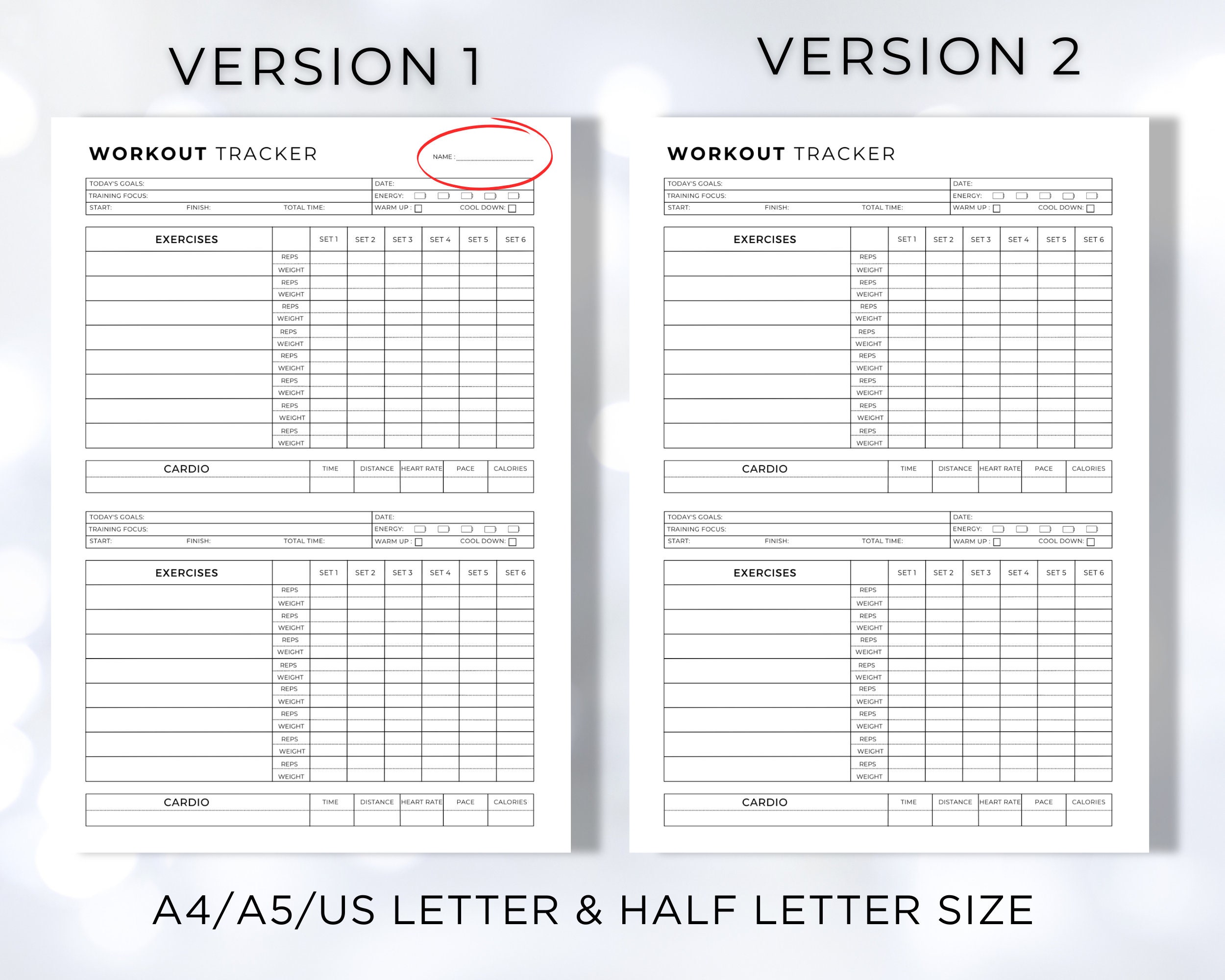 Workout Tracker Printable, Daily Exercise Log, Fitness Journal, Workout ...