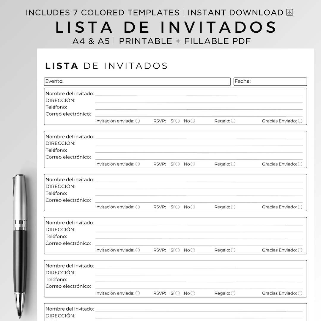 Lista De Invitados , Boda, Lista Imprimible, Cumpleaños, Guest List - Etsy