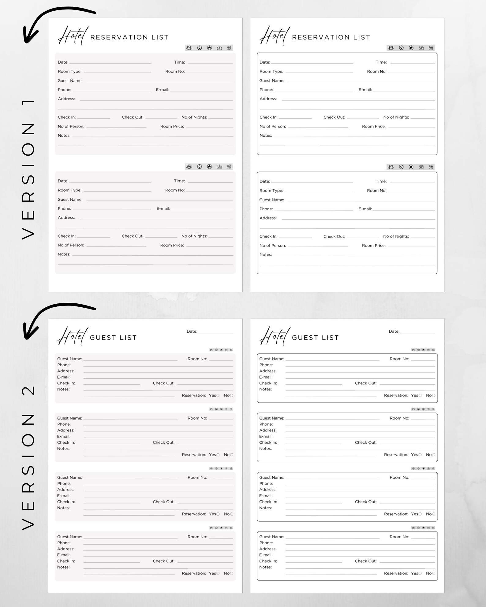 Hotel Guest List, Hotel Reservation List,hotel Guest List Template - Etsy