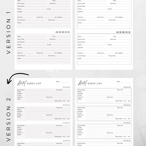 Hotel Guest List, Hotel Reservation List,hotel Guest List Template - Etsy
