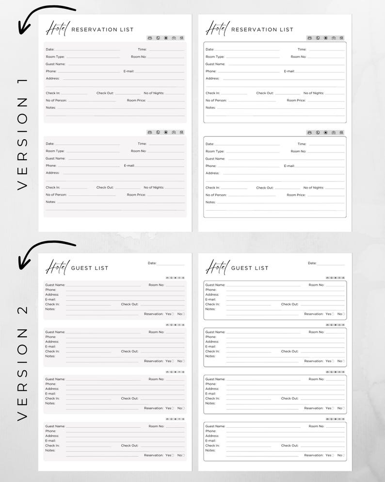 Hotel Guest List, Hotel Reservation List,hotel Guest List Template - Etsy