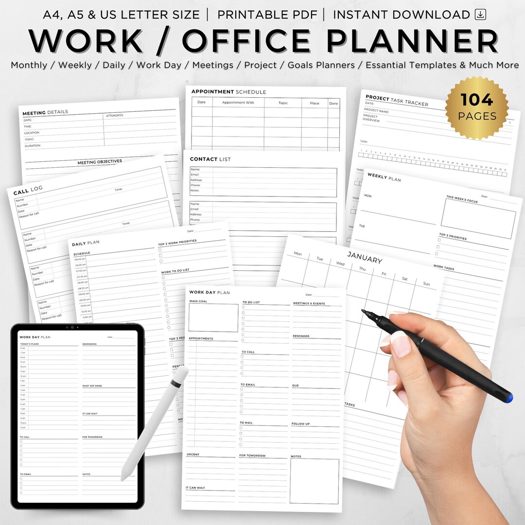 Work Planner, Office Organizer, Office Tasks Planner, Work to Do List ...