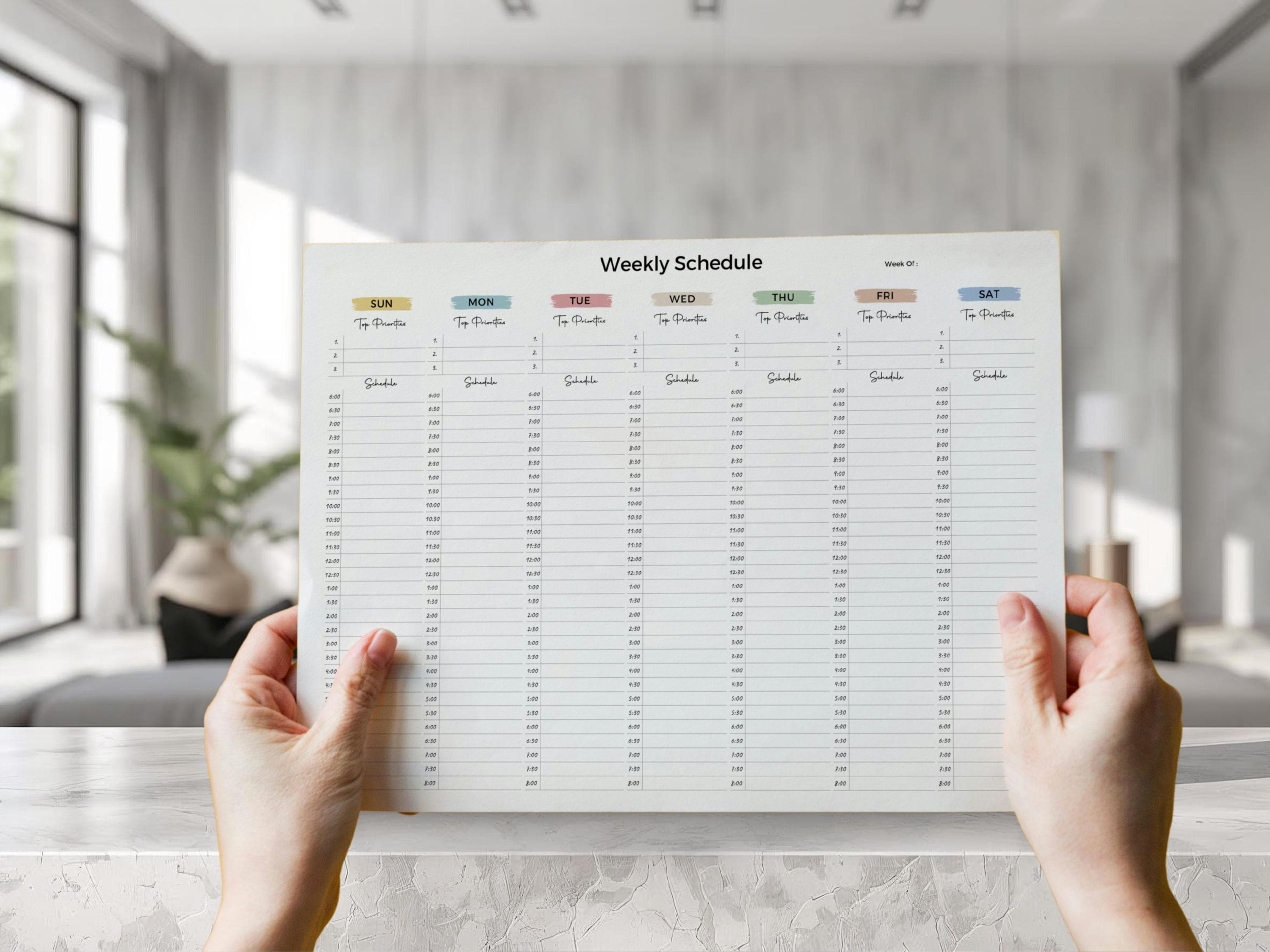 Half Hour Weekly Schedule: Minimalist, Pastel Weekly Planner, Printable ...