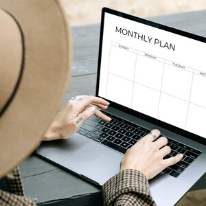 Undated Monthly Planner Printable, Month on Two Pages, Month at a ...