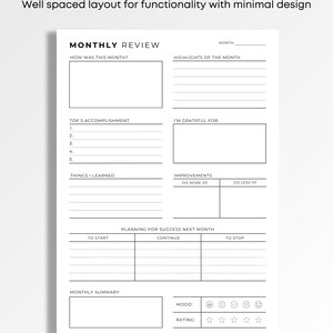 Monthly Review Printable, Monthly Reflection, Monthly Evaluation ...