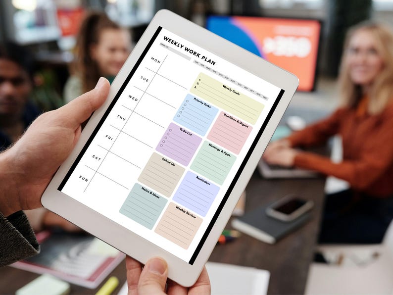 Weekly Work Planner: Printable, Fillable Pdf, Productivity, Work ...