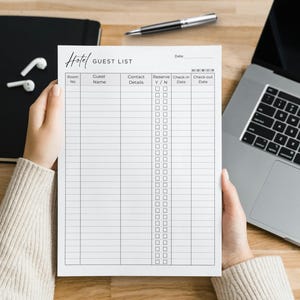 Hotel Guest List, Hotel Reservation List,hotel Guest List Template - Etsy