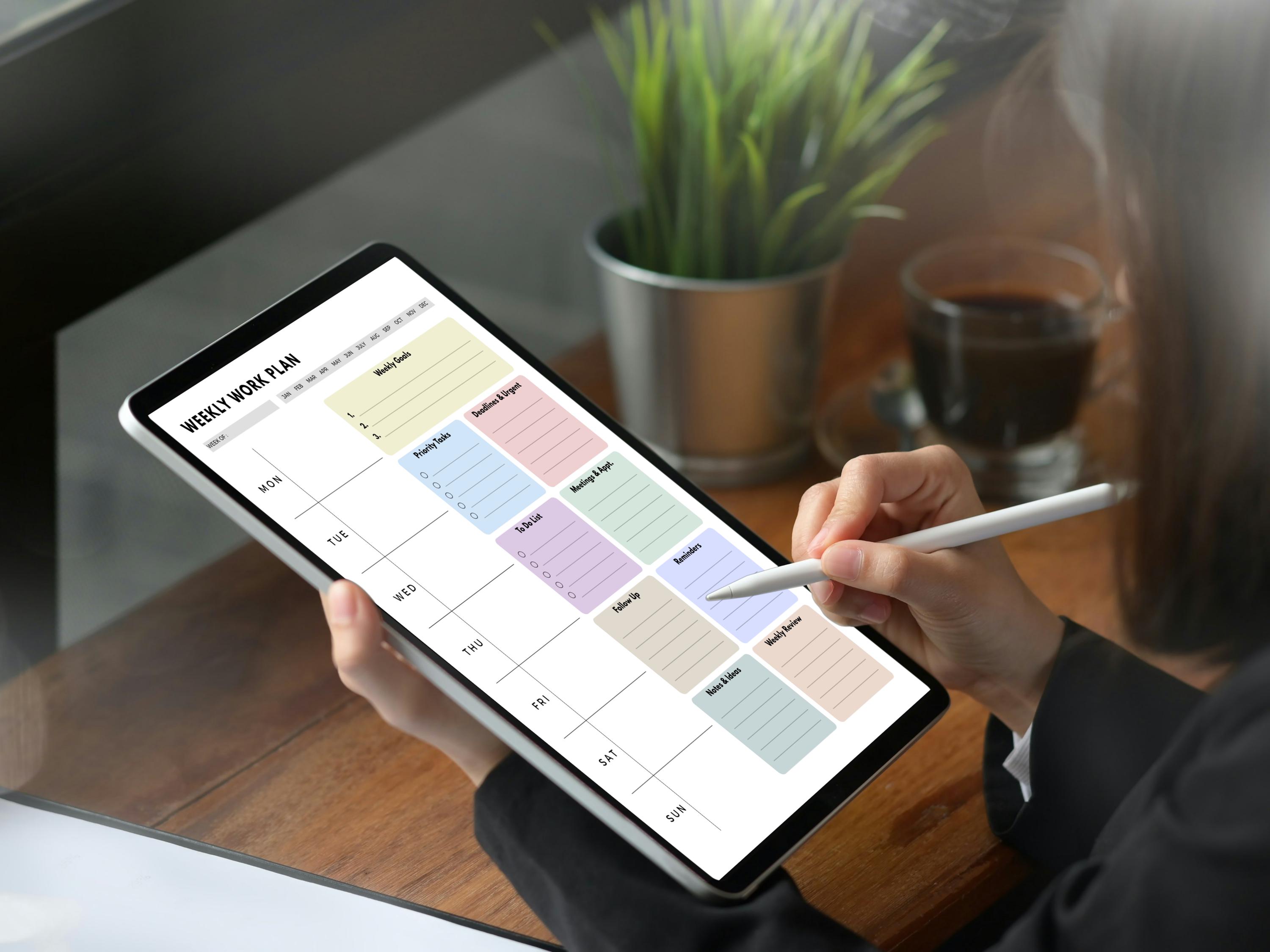 Weekly Work Planner: Printable, Fillable Pdf, Productivity, Work ...