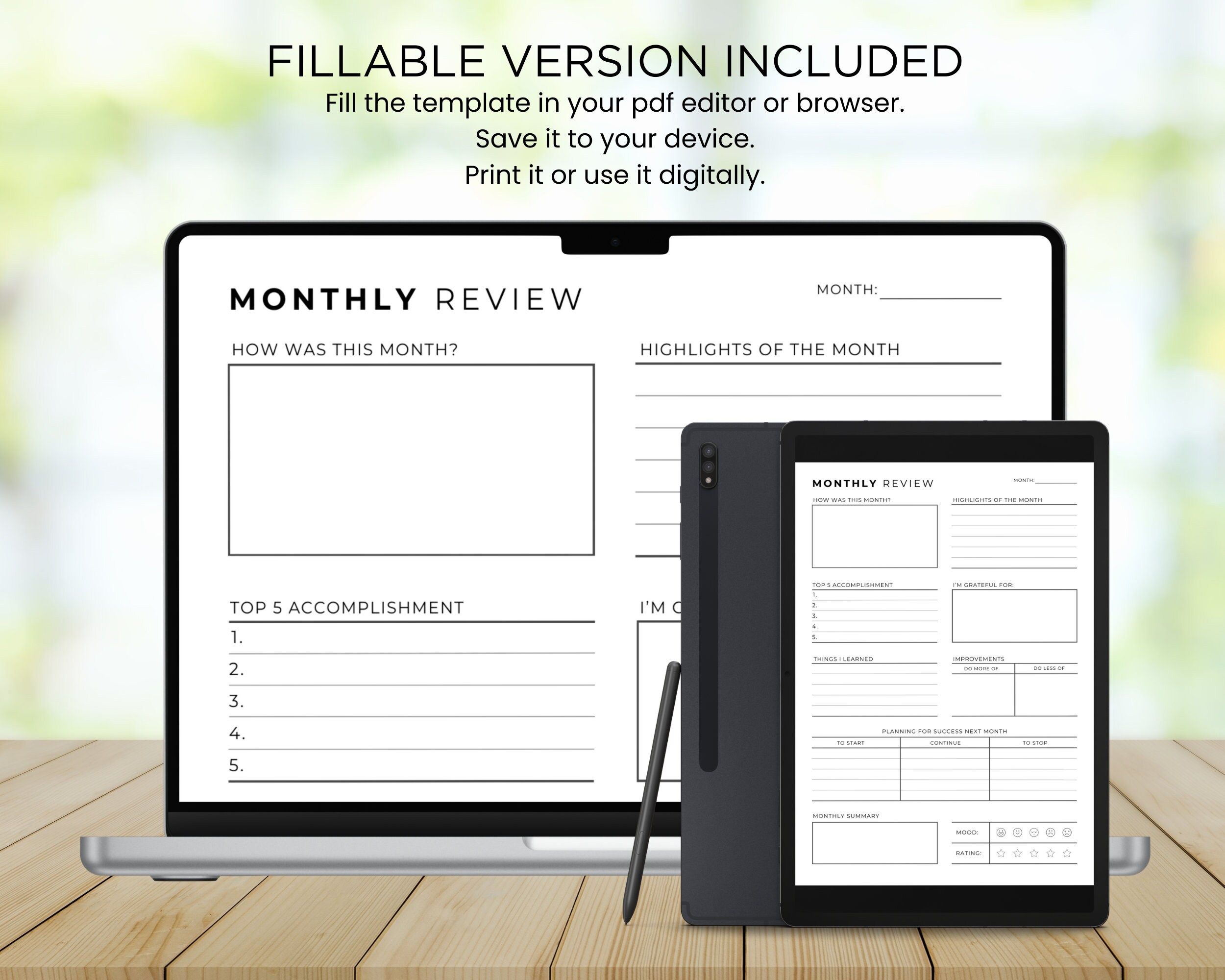Monthly Review Printable Monthly Reflection Monthly Evaluation