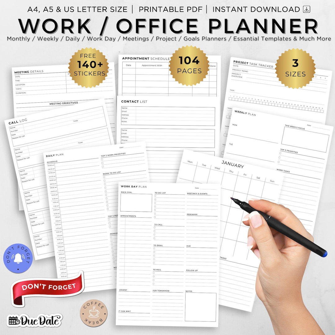 Work Planner, Office Organizer, Office Tasks Planner, Work to Do List ...