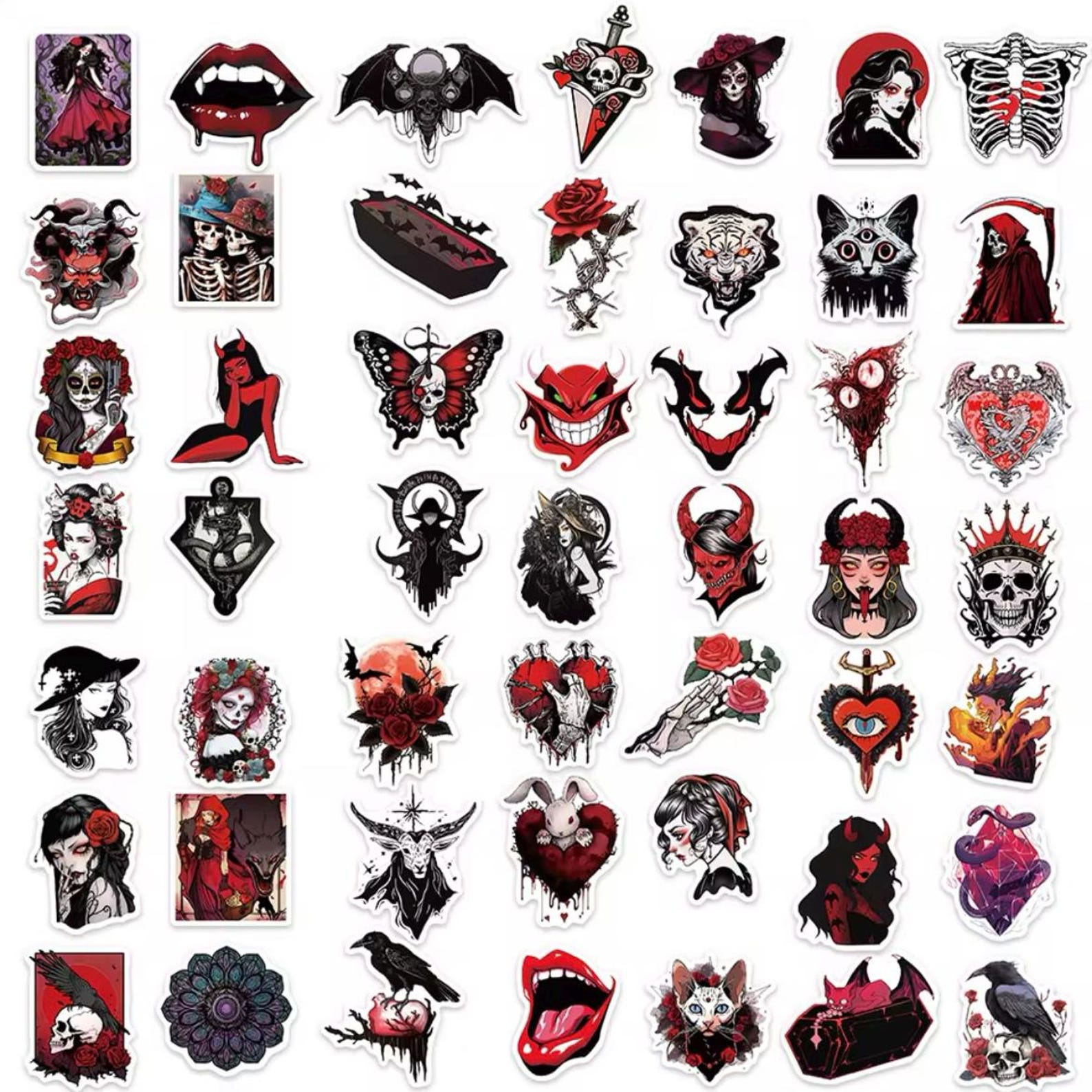 50 Red Emo Stickers Memes, Hilarious, Laptop Stickers, Waterproof ...