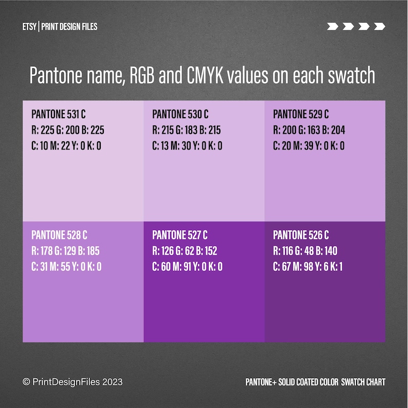 Printable Color Swatch Book With Pantone Name, CMYK and RGB Values - A4 ...
