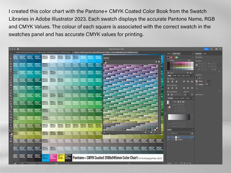 Pantone CMYK Coated and Uncoated Color Swatches Charts 2100x945mm Size ...