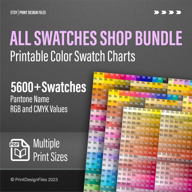 CMYK Printable Color Swatch Charts Bundle Access to All Color Swatches ...