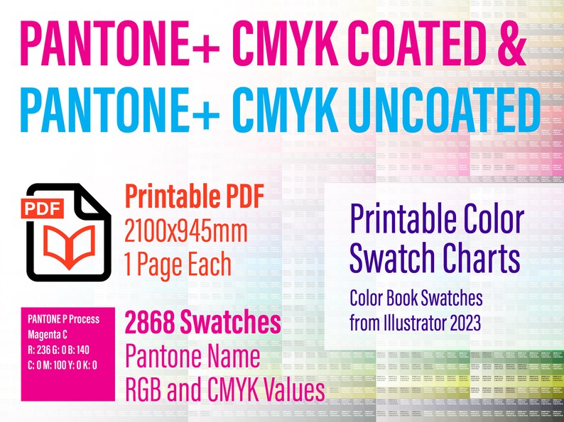 Pantone CMYK Coated and Uncoated Color Swatches Charts 2100x945mm Size ...