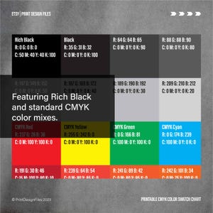 CMYK Color Test Chart Printable PDF - 54 Swatches With CMYK and Rgb ...