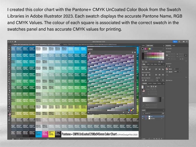Pantone CMYK Coated and Uncoated Color Swatches Charts 2100x945mm Size ...