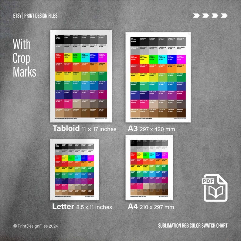 Printable Sublimation Color Swatch Chart - 54 Swatches With RGB Values ...