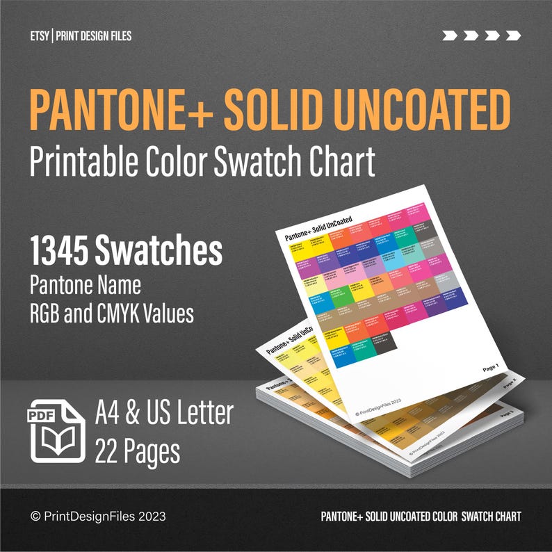 Printable Color Swatch Book With Pantone Name, CMYK and RGB Values - A4 ...
