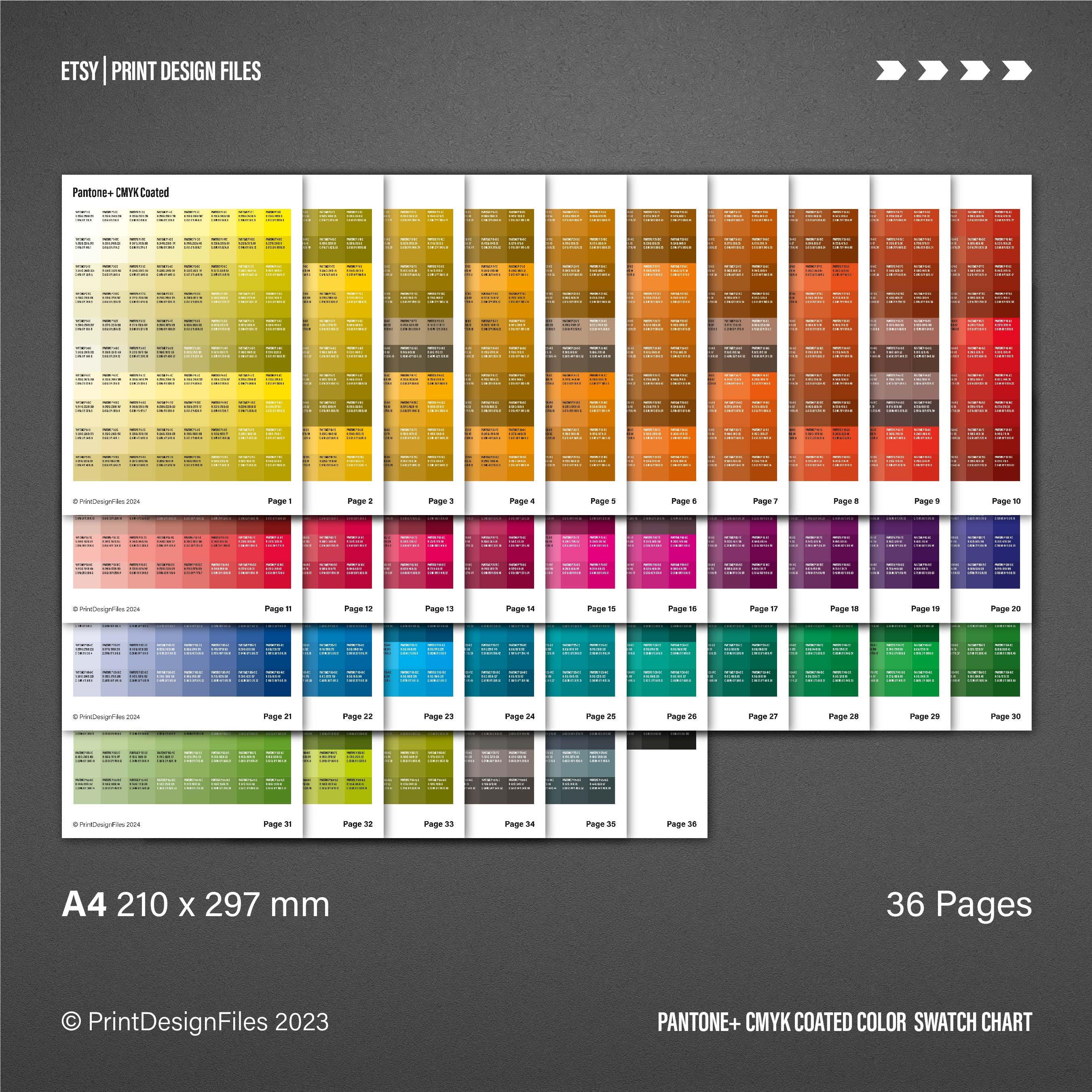 Printable CMYK Color Swatch Book With Pantone Name, CMYK and RGB Values ...
