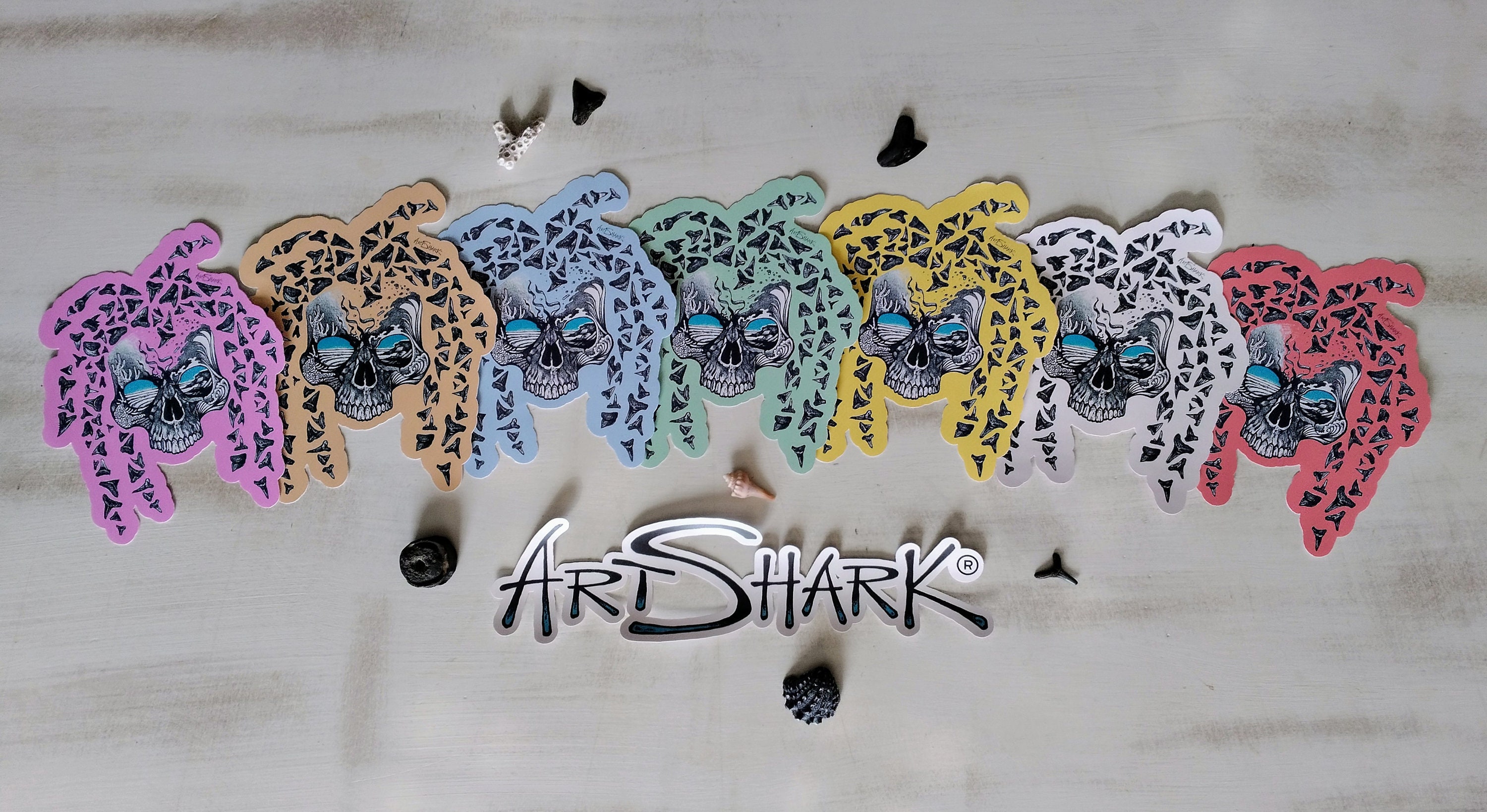 Shark Tooth Dread Head Decal, Scuba, Pen and Ink, Hand Drawn. Decal ...
