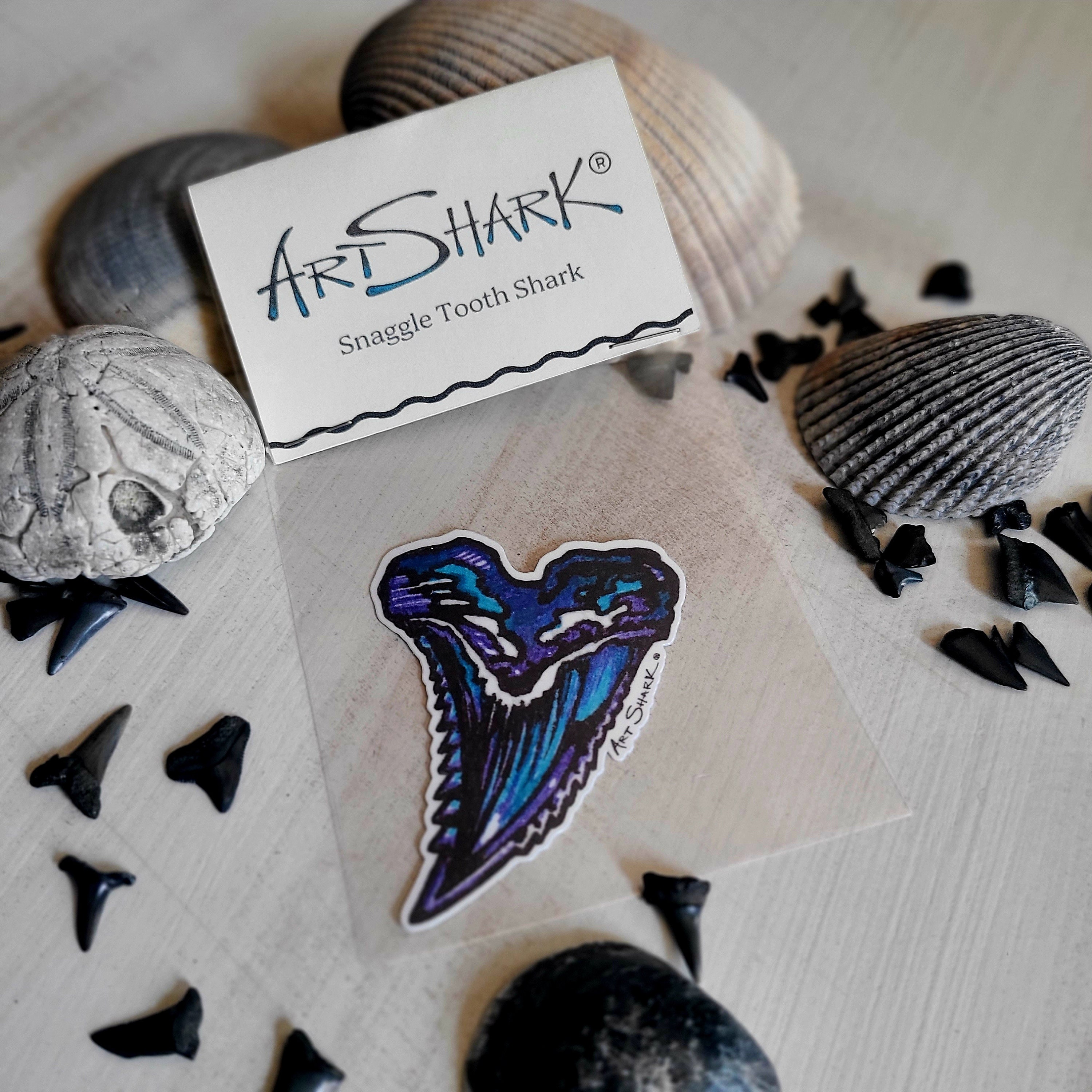 Shark Teeth Decal Snaggle Shark Teeth Decal Watercolor Art - Etsy