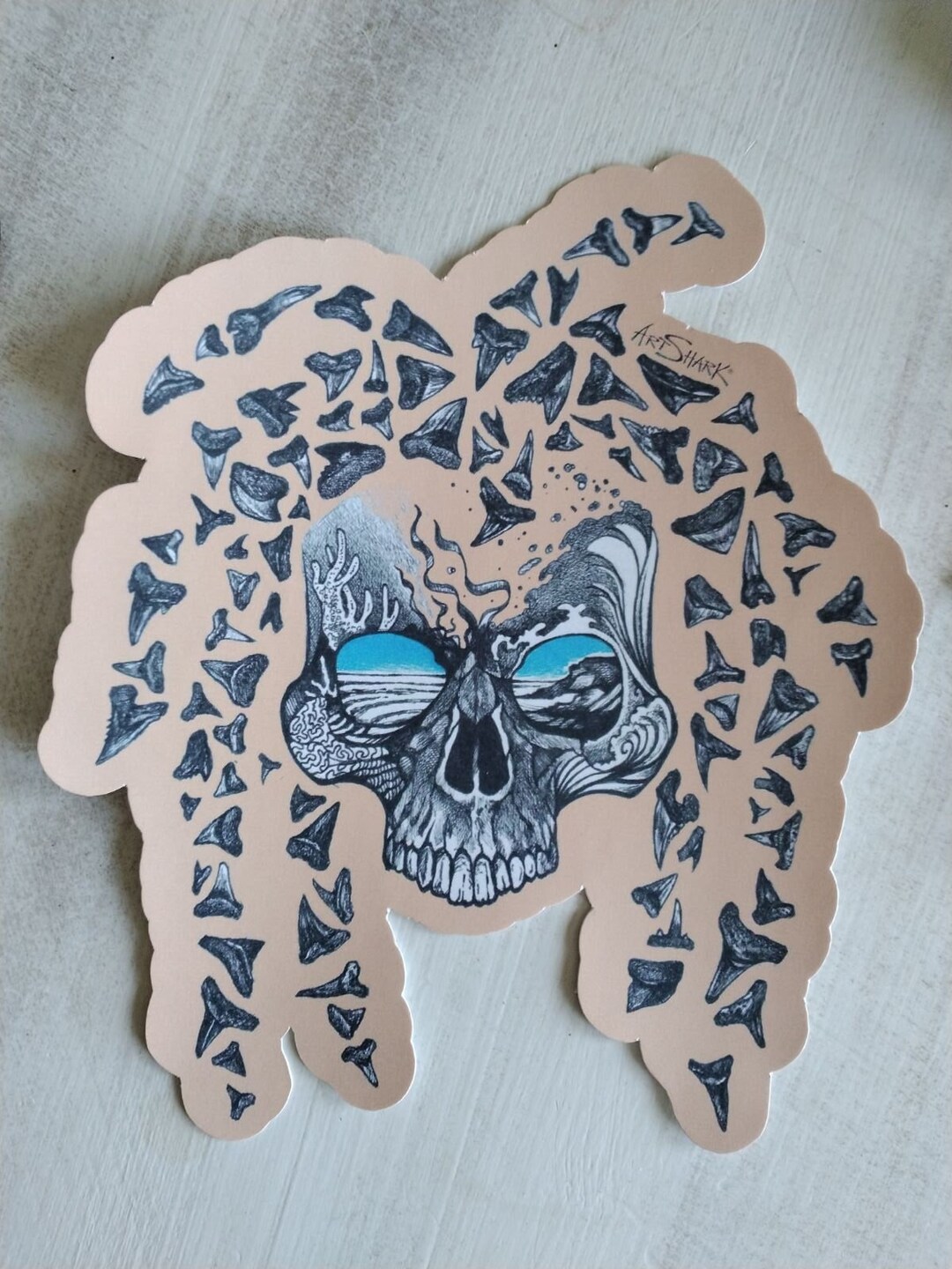 Shark Tooth Dread Head Decal, Scuba, Pen and Ink, Hand Drawn. Decal ...
