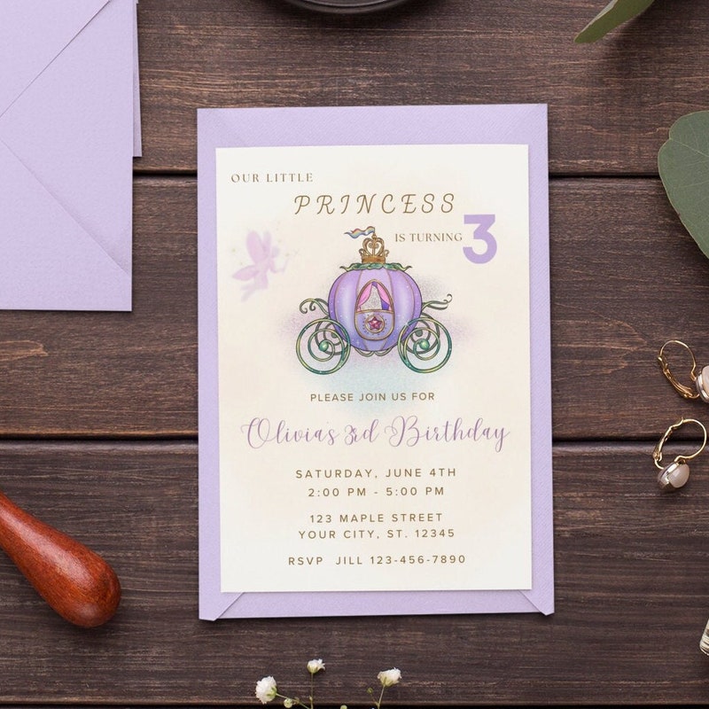 Princess Third Birthday Invitation - Etsy