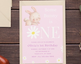 Some Bunny is One Invitation, Daisy Some Bunny is Turning One Invite ...