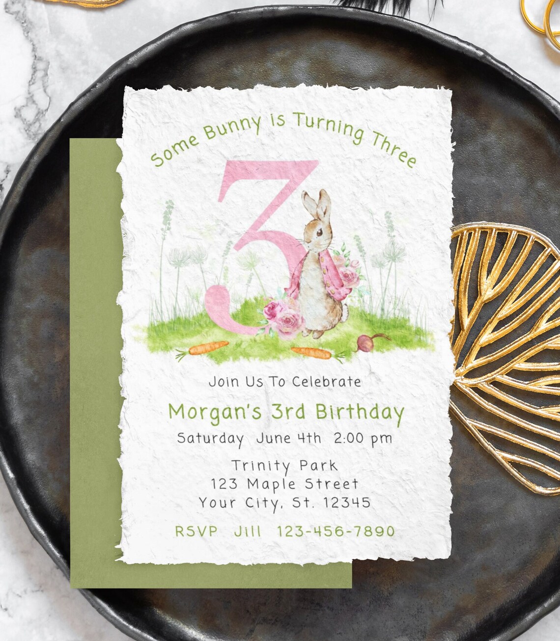 Editable Third Birthday Invitation Template Peter Rabbit 3rd Birthday ...