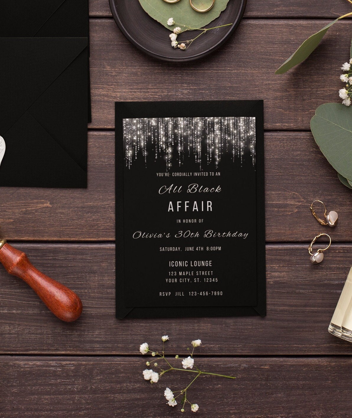 Editable All Black Affair Invitation All Black Party Invitation Black ...