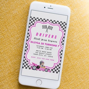 Pink Race Car Invitation Template Racing 2nd Birthday Invite Car ...