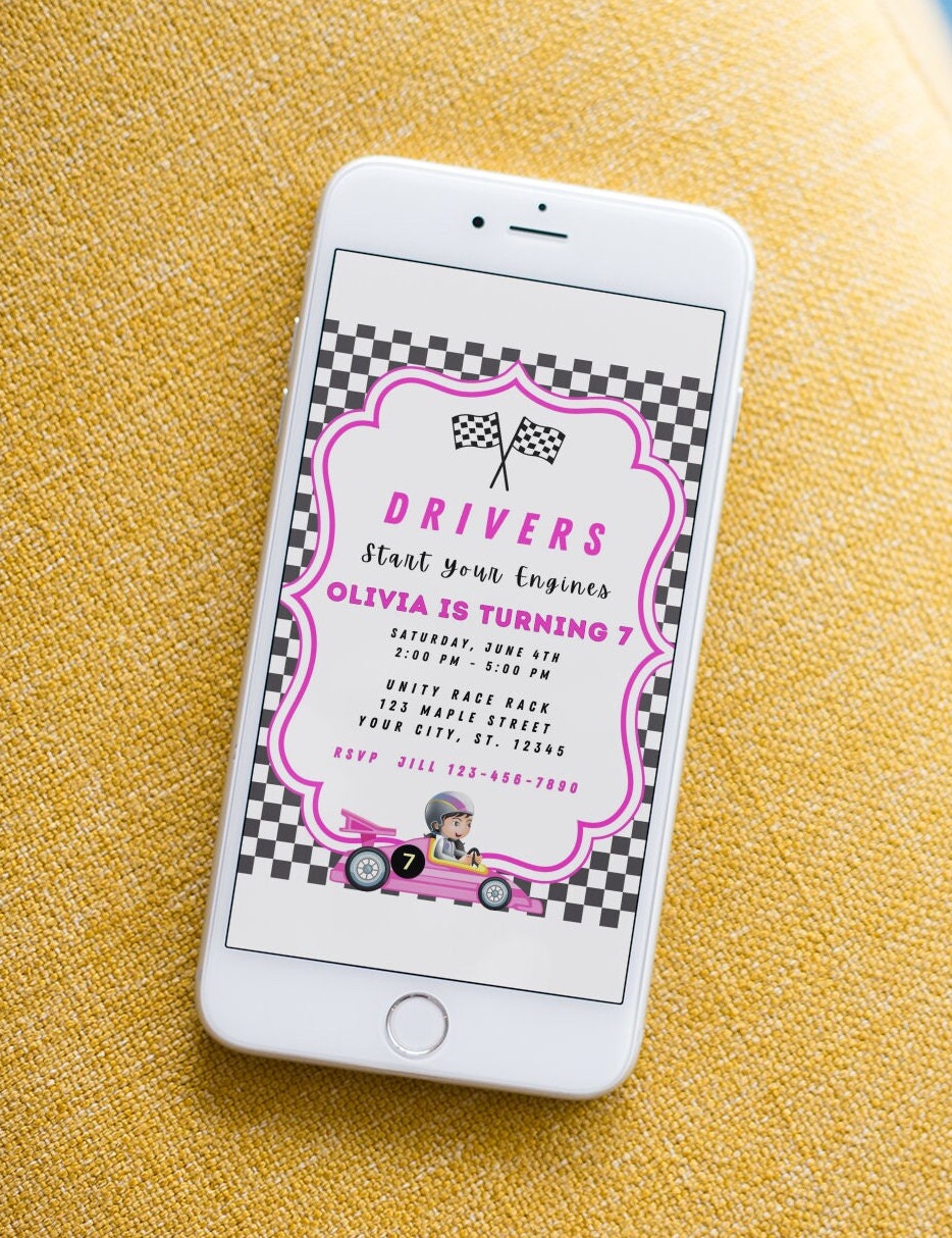 Pink Race Car Invitation Template Racing 2nd Birthday Invite Car ...