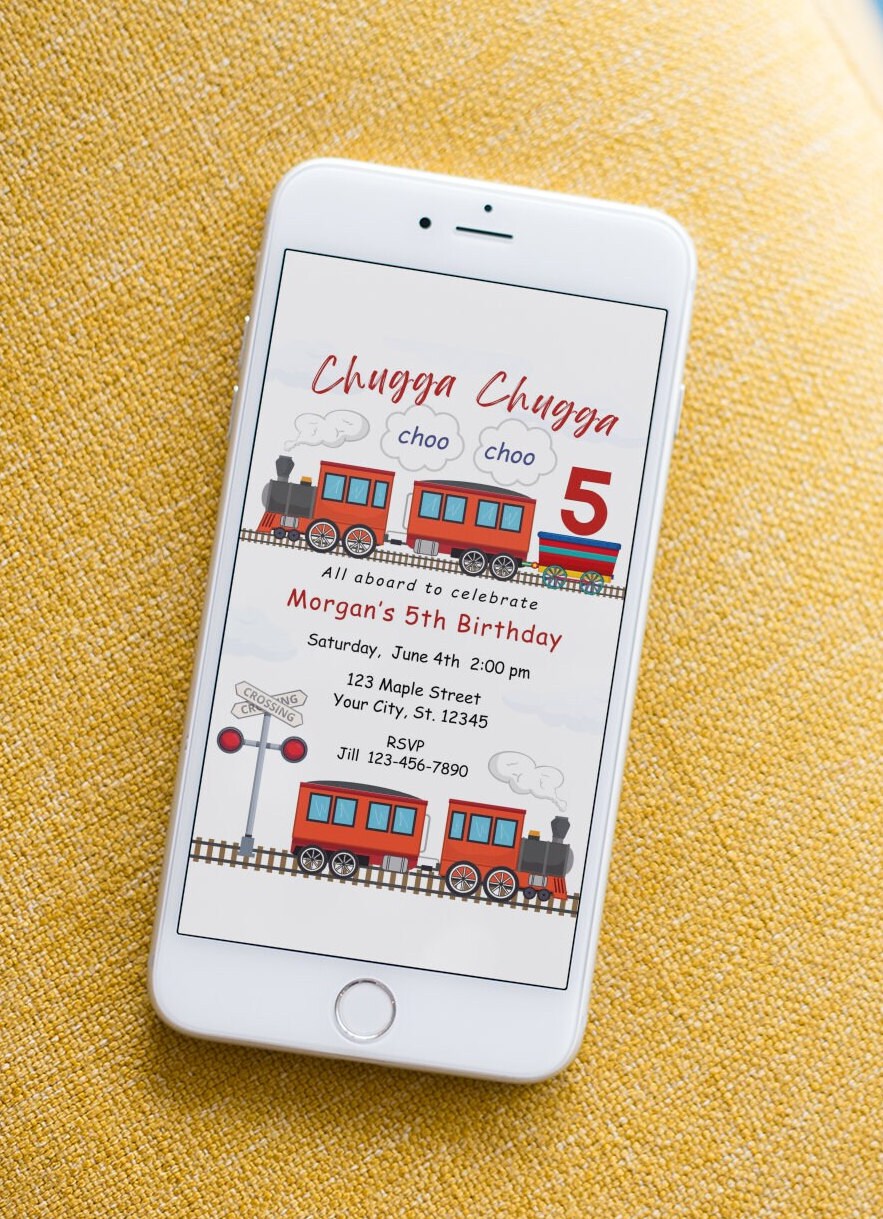 Editable Train Birthday Invitation Template Toy Train Invitation Train ...