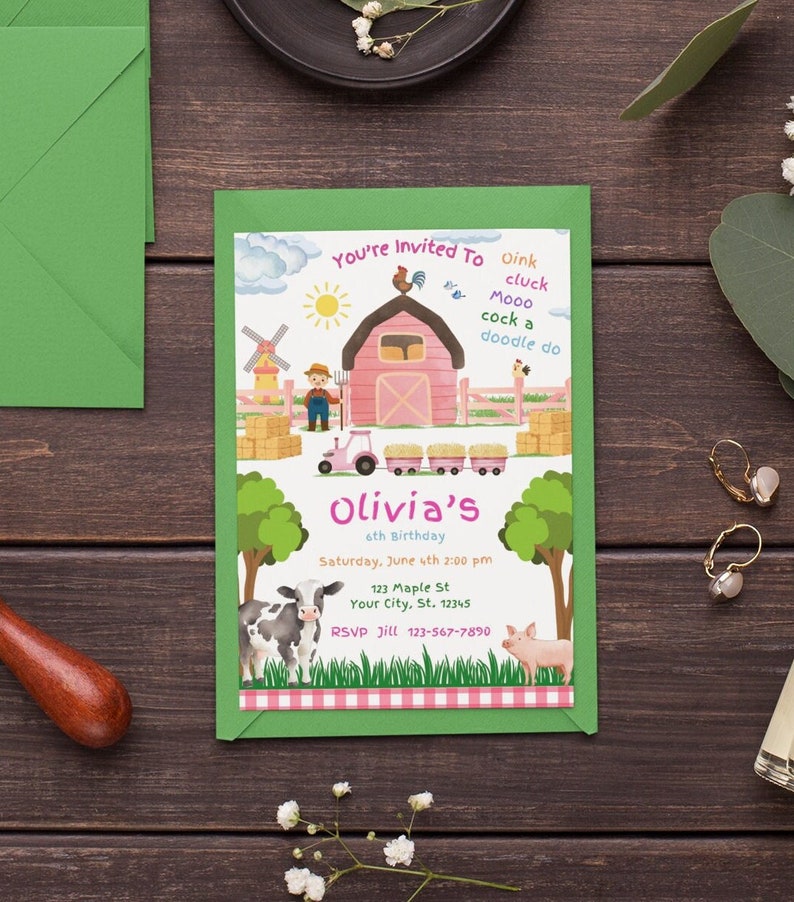 Farm Birthday Party Invitation Template Farm Animals Birthday ...