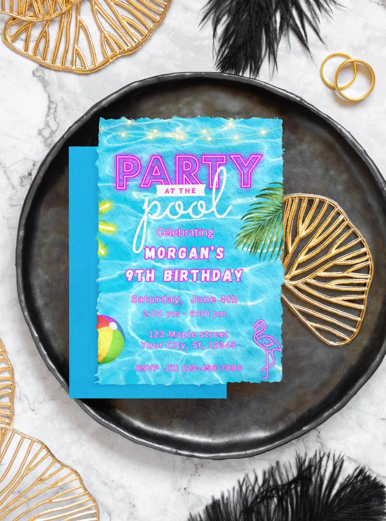 Pool Party Invitation Pool Party Birthday Invitation Editable Pool ...