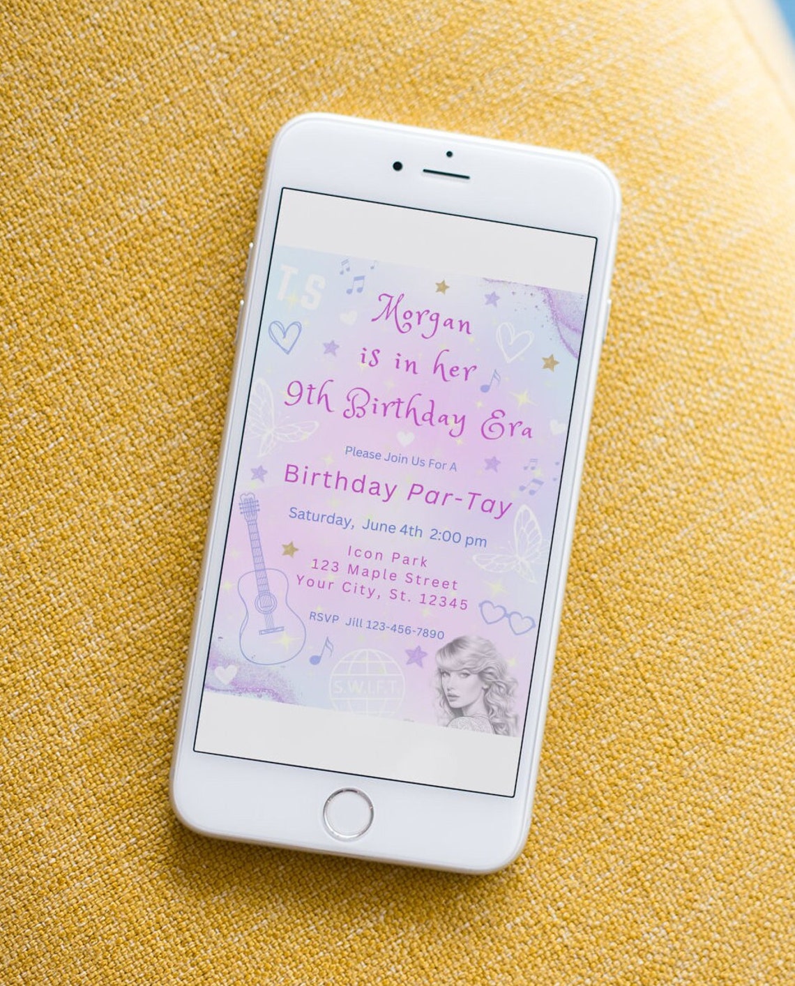 Editable Birthday Invitation Template Taylor Swift Birthday Invitation ...