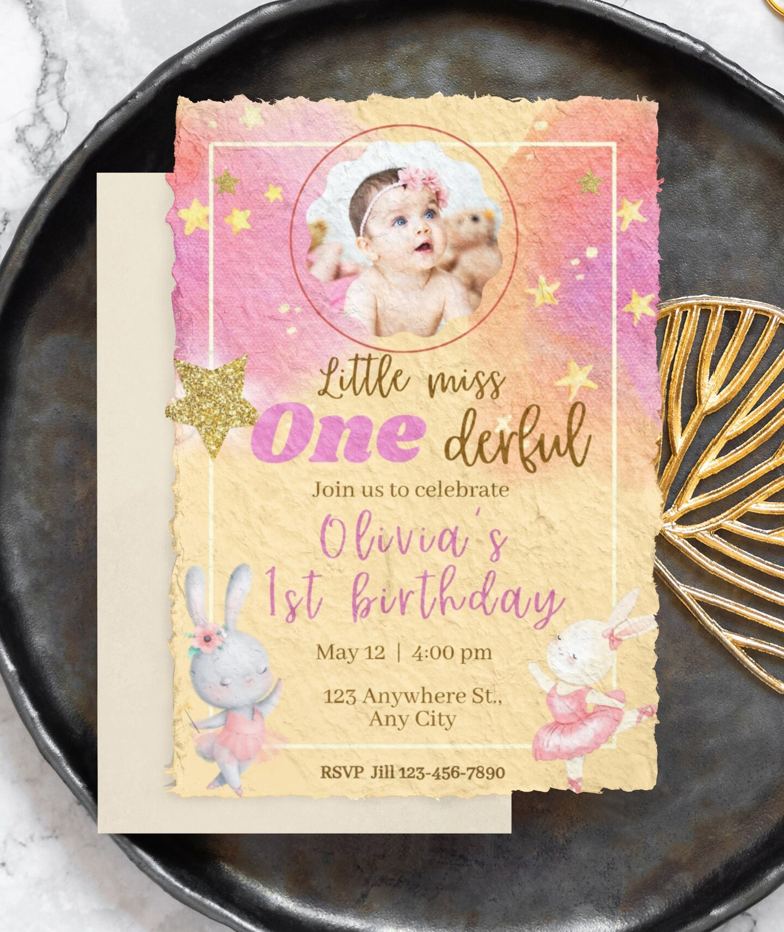 First Birthday Invitation Template Little Miss Onederful Birthday ...