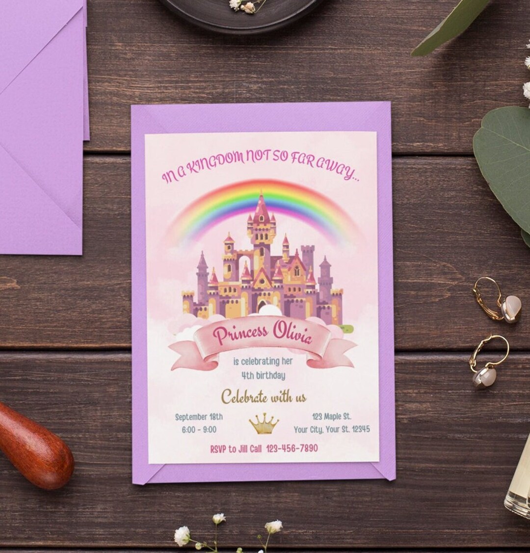 Princess Birthday Invitation Template Princess Castle Invitation ...