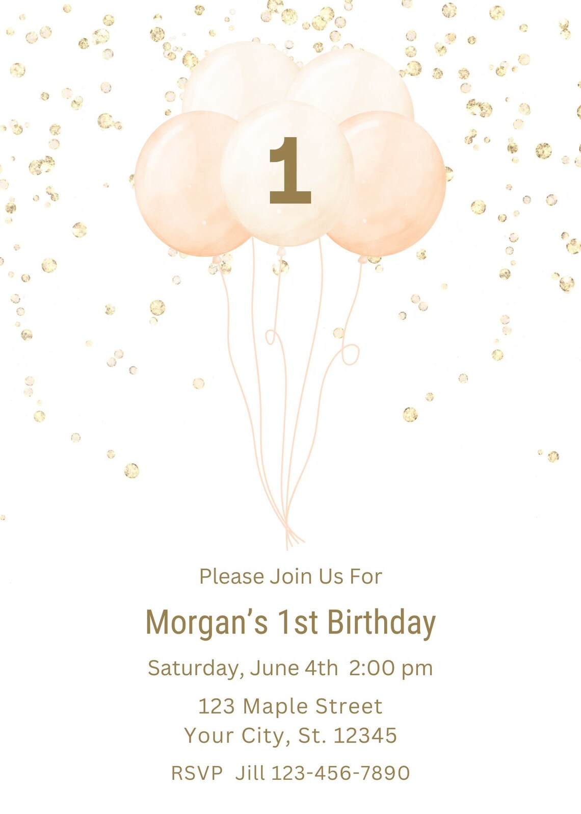 1st Birthday Invitation Template Balloons First Birthday Invite Gender ...