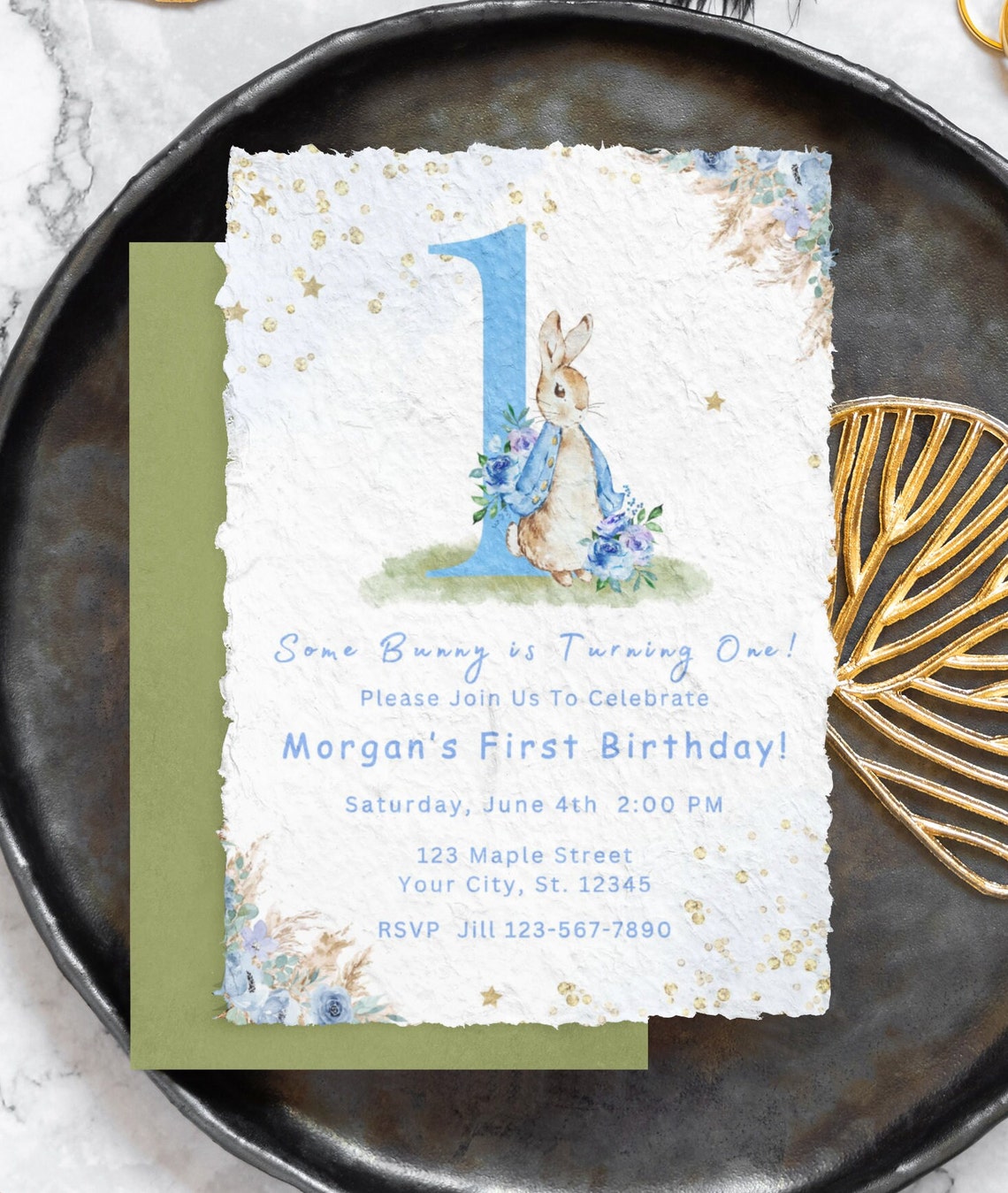 Peter Rabbit First Birthday Invitation Template Editable Invitation ...