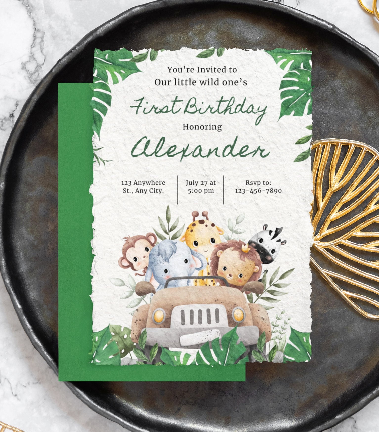 EDITABLE Safari First Birthday Invitation Wild One 1st Birthday Invite ...