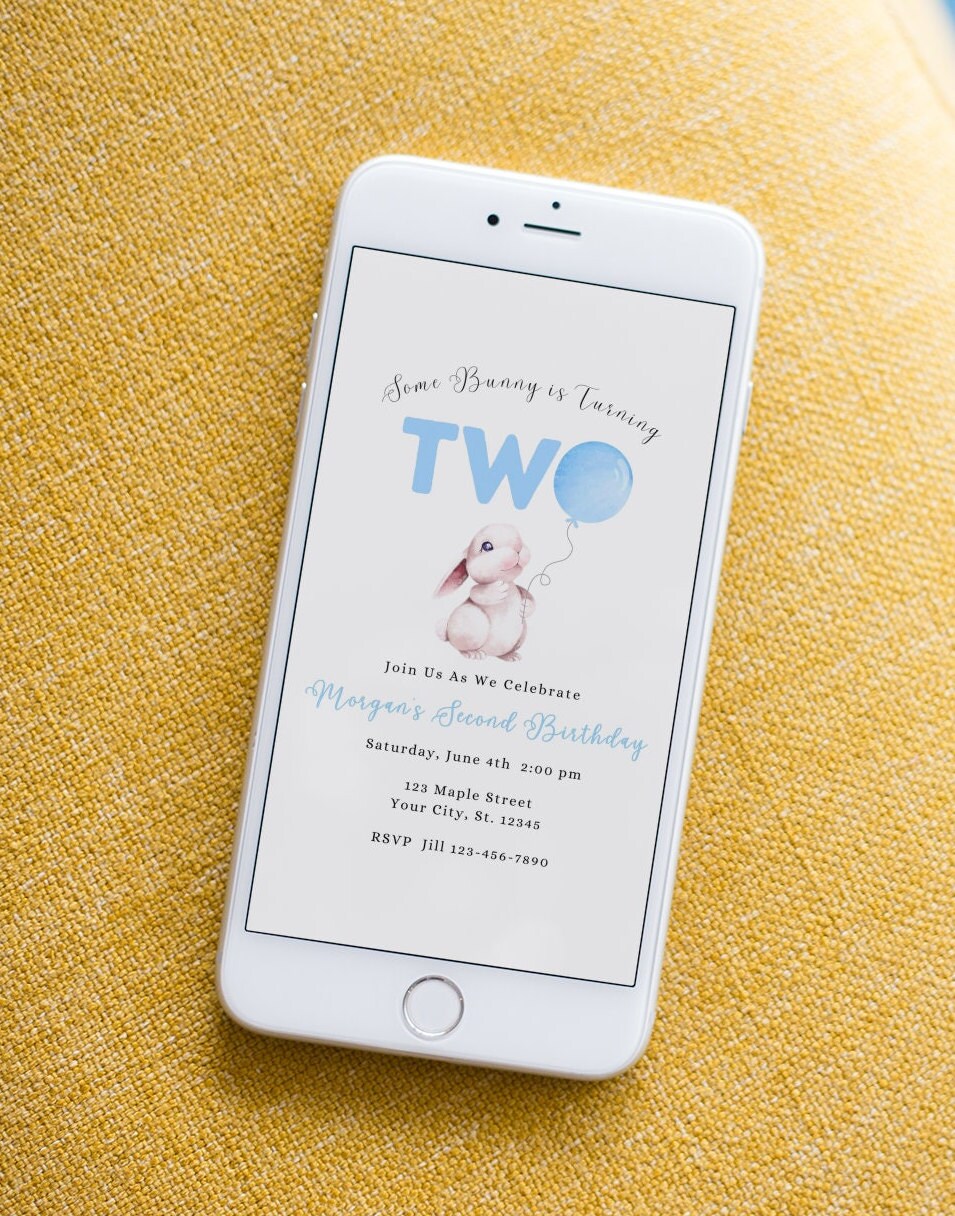 Editable Second Birthday Invitation Template Some Bunny Birthday ...