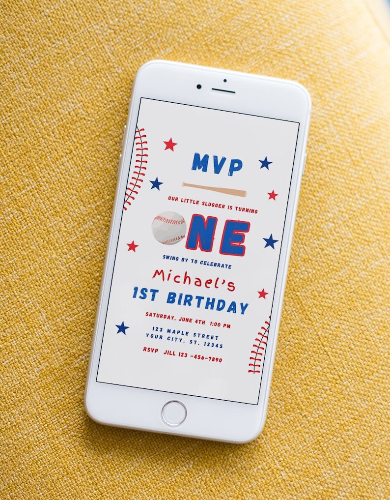 Baseball First Birthday Invitation Template Rookie of the Year Invite ...