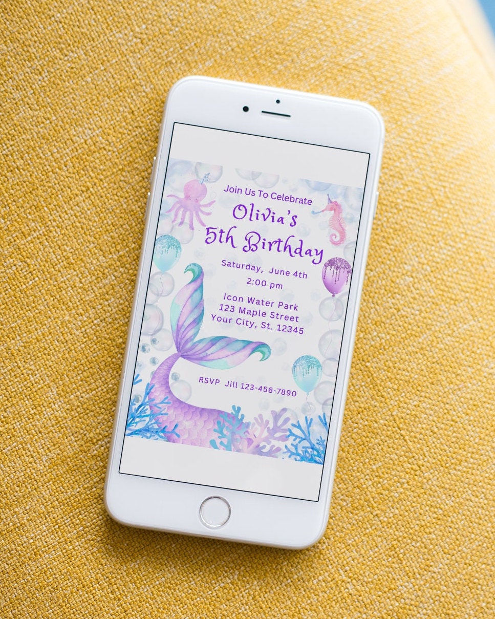Mermaid Tail Birthday Invitation Template - Etsy